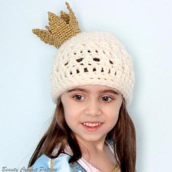 Crochet Queen's Hat Pattern, Newborn-adult Size, Crochet Princess Hat ...